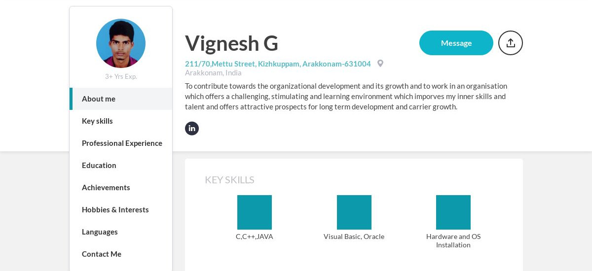 Vignesh G Online Resume | CraftmyCV Vignesh G Online Resume | CraftmyCV