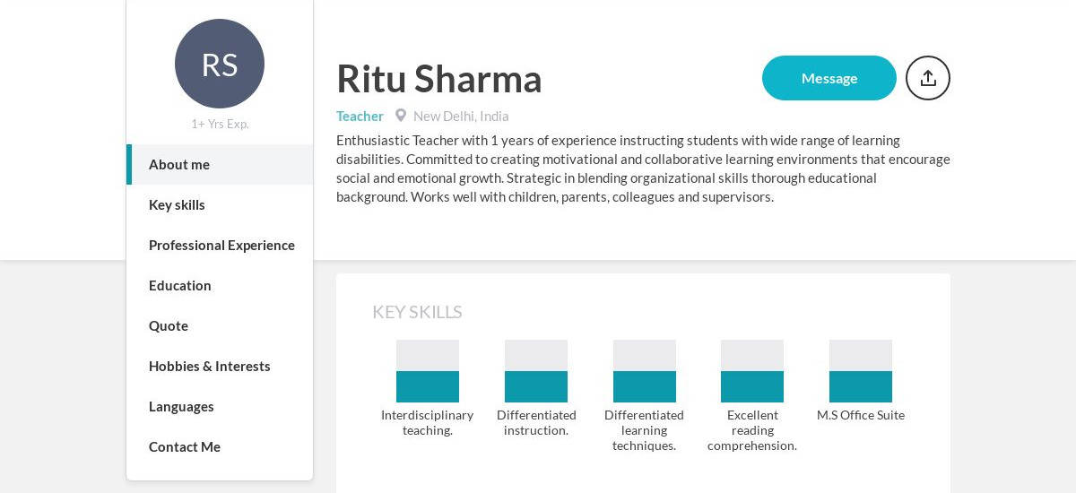Ritu Sharma Online Resume | CraftmyCV