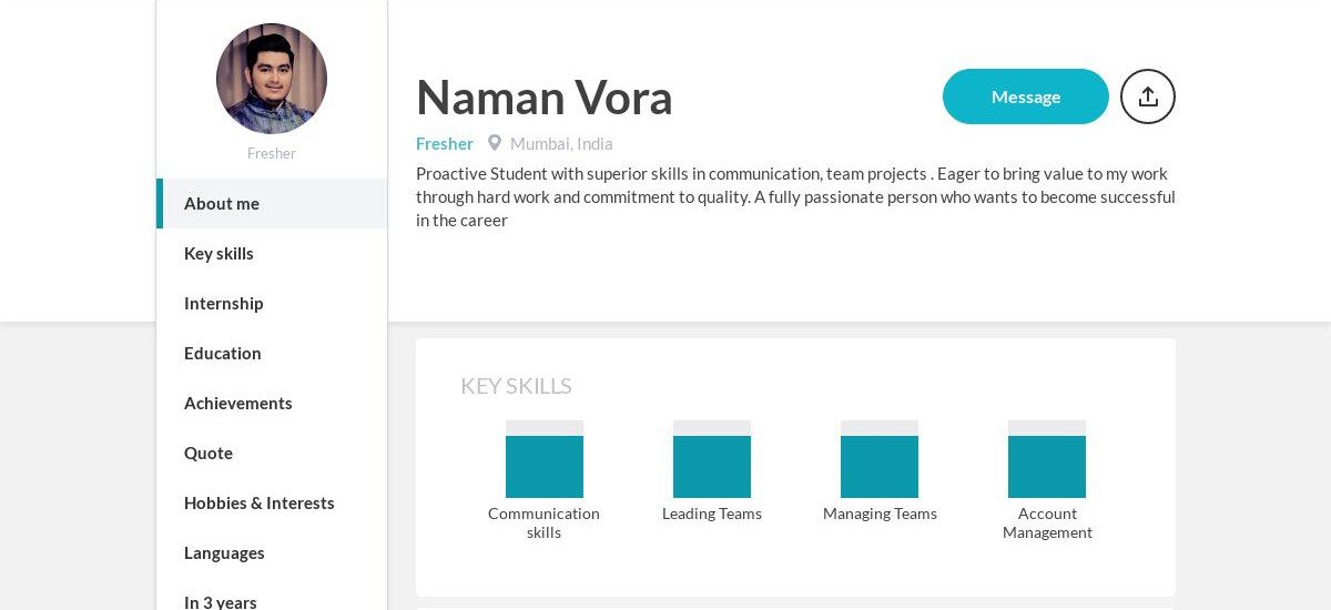 Naman Vora Online Resume | CraftmyCV