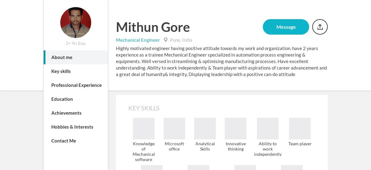 Mithun Gore Online Resume | CraftmyCV