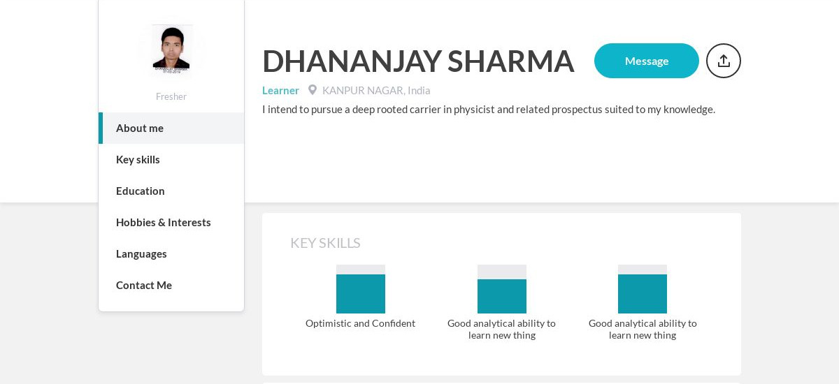 DHANANJAY SHARMA Online Resume | CraftmyCV