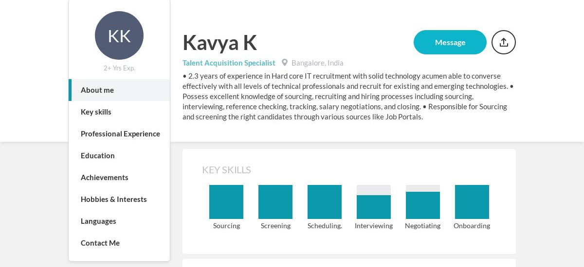 Kavya K Online Resume Craftmycv