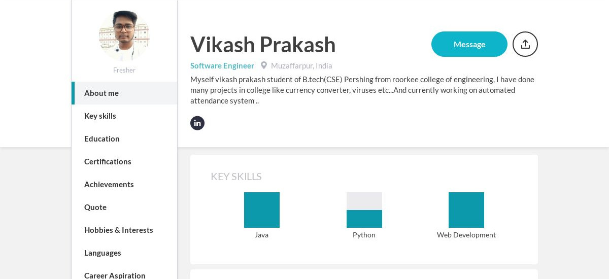 Vikash Prakash Online Resume | CraftmyCV