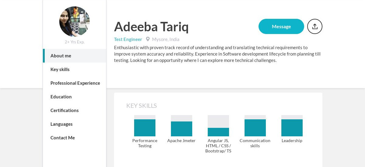 Adeeba Tariq Online Resume | CraftmyCV