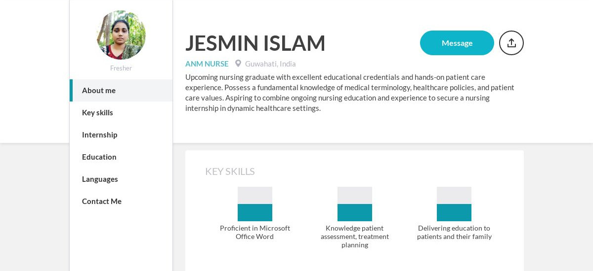 JESMIN ISLAM Online Resume | CraftmyCV