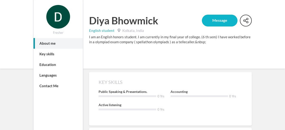 Diya Bhowmick Online Resume | CraftmyCV