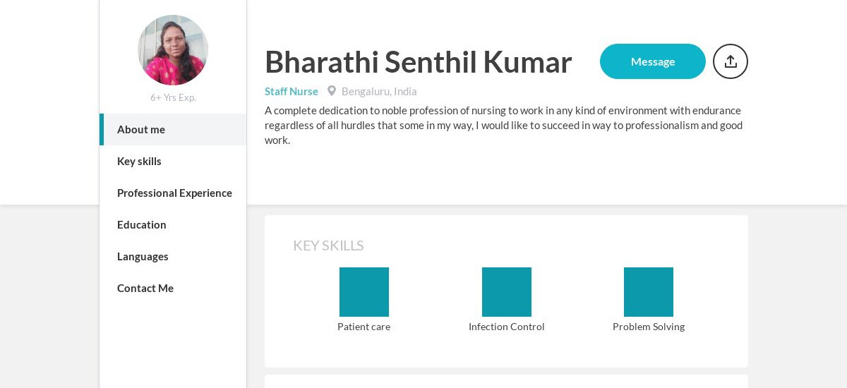 Bharathi Senthil Kumar Online Resume | CraftmyCV