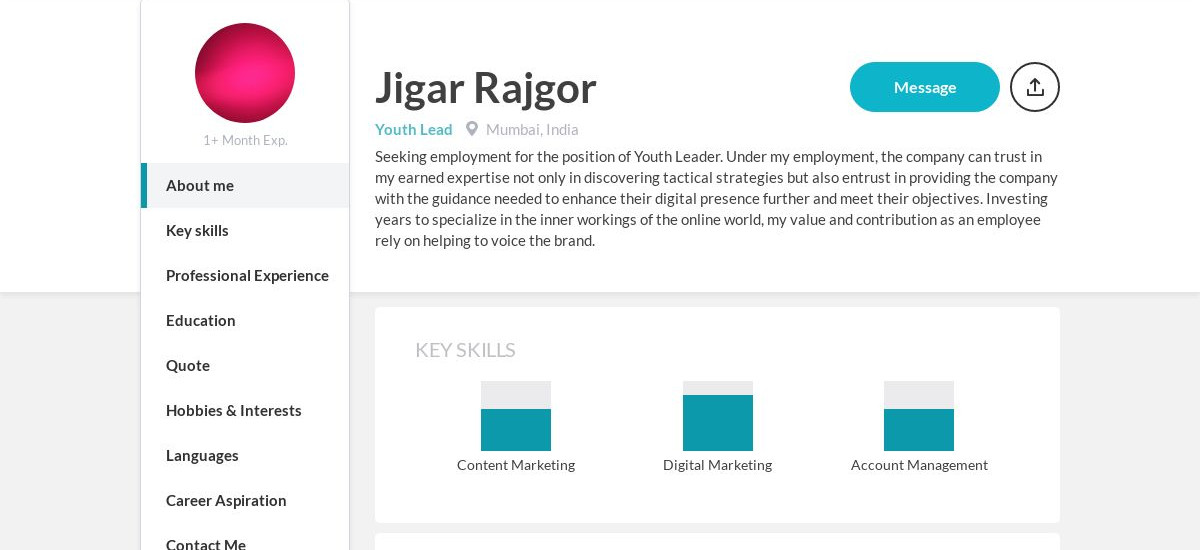 Jigar Rajgor Online Resume | CraftmyCV
