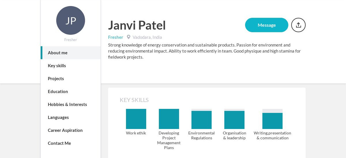 Janvi Patel Online Resume | CraftmyCV