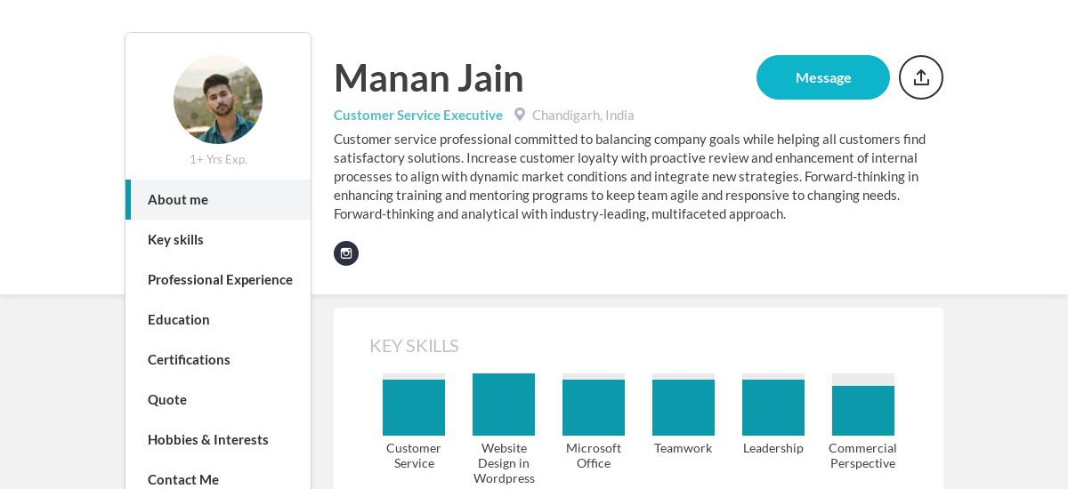 Manan Jain Online Resume | CraftmyCV