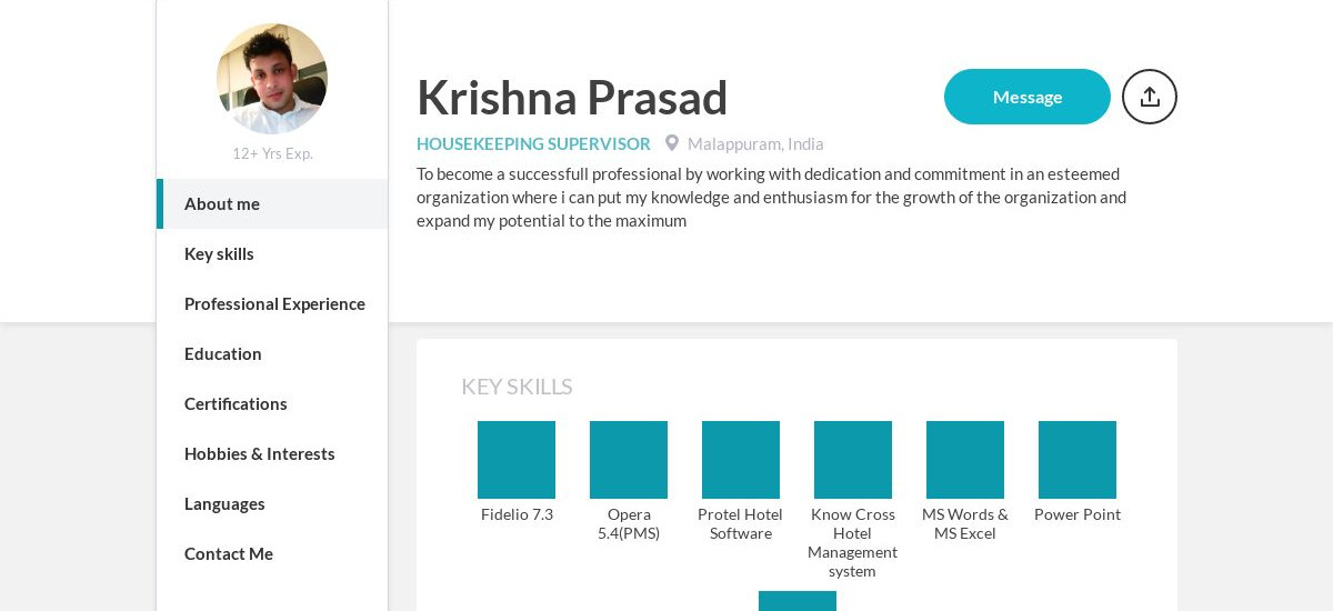 Krishna Prasad Online Resume | CraftmyCV