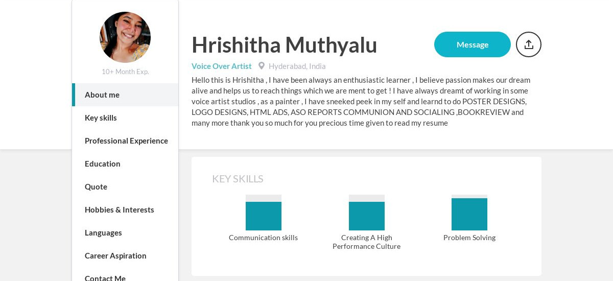 SM Hrishitha Online Resume | CraftmyCV