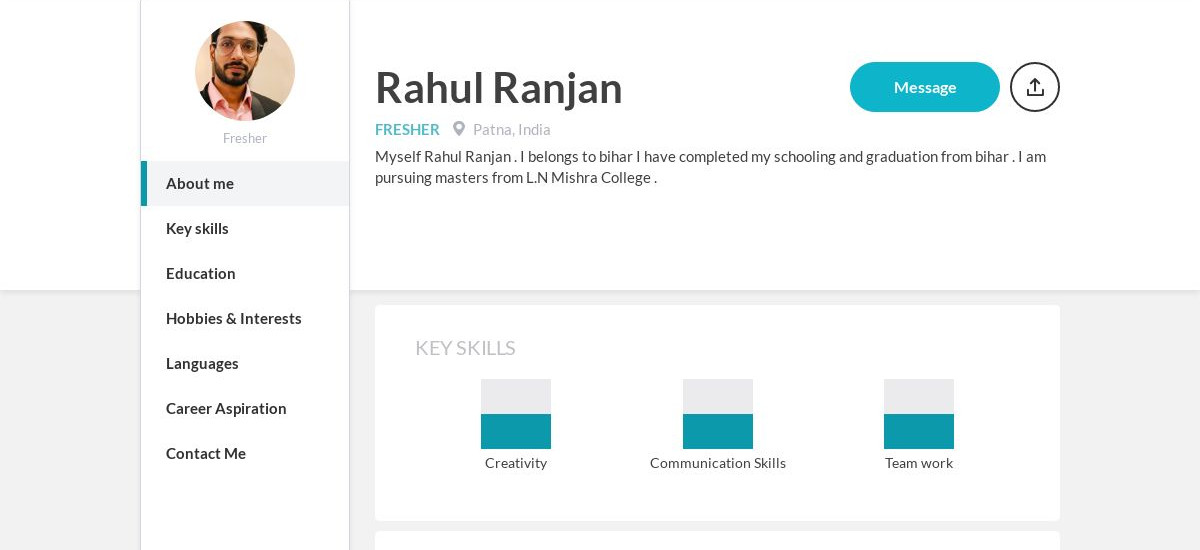 Rahul Ranjan Online Resume | CraftmyCV