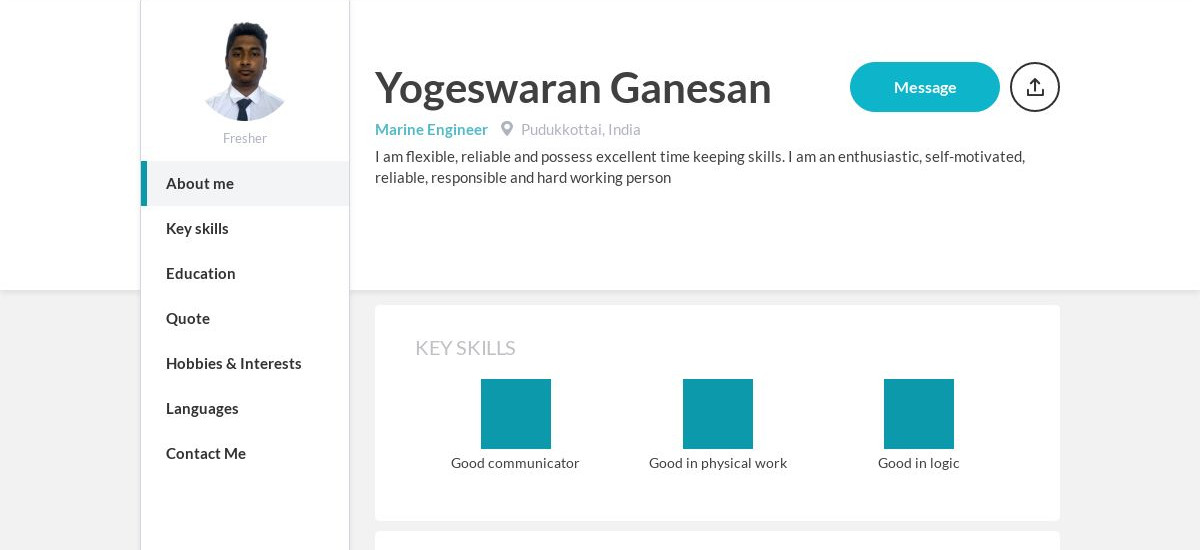 Yogeswaran Ganesan Online Resume | CraftmyCV