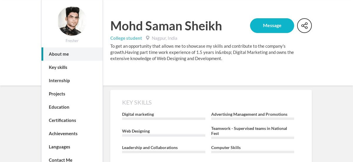 Mohd Saman Sheikh Online Resume | CraftmyCV