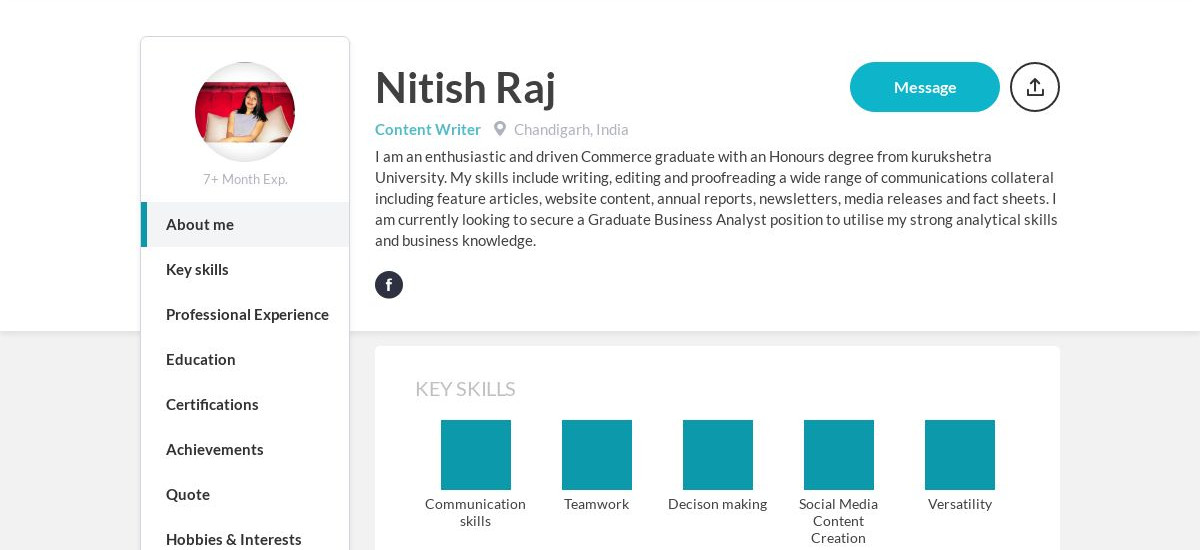 Nitish Raj Online Resume | CraftmyCV