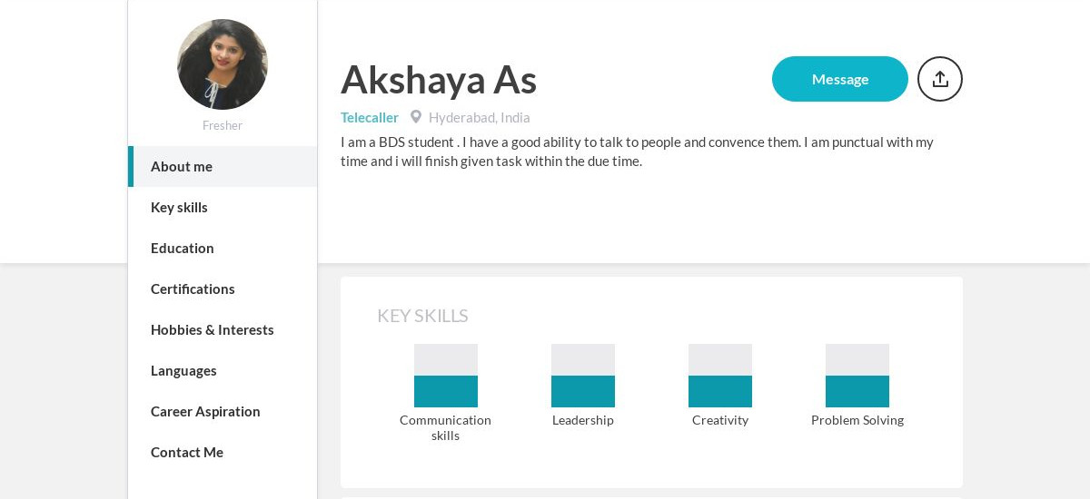 Akshaya As Online Resume | CraftmyCV