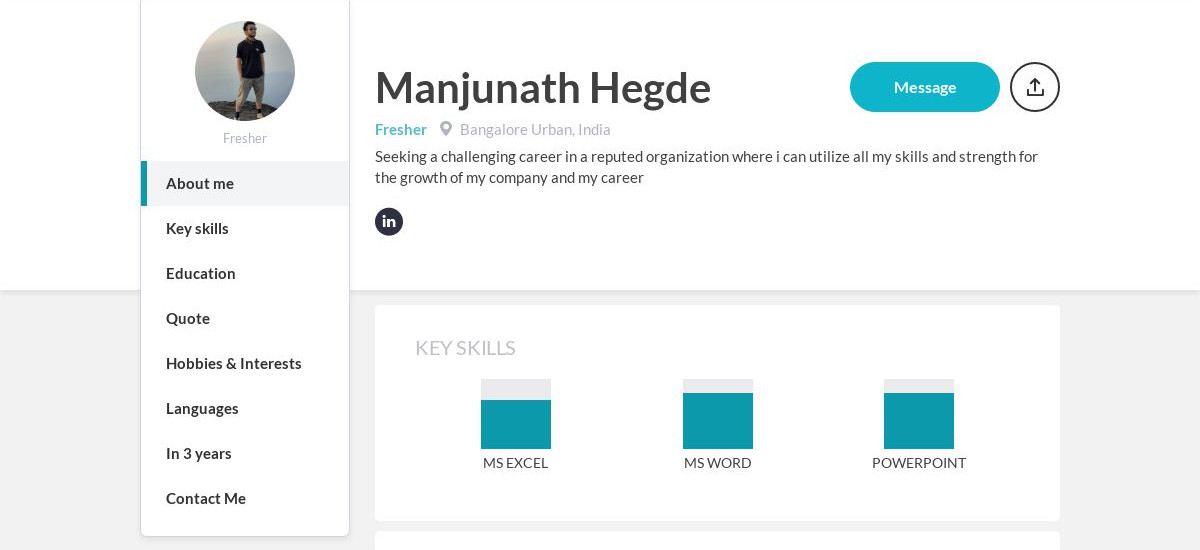 Manjunath Hegde Online Resume | CraftmyCV