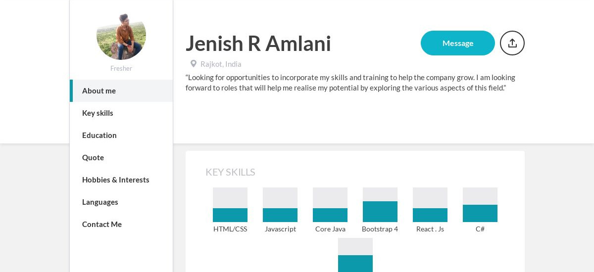 Jenish R Amlani Online Resume | CraftmyCV
