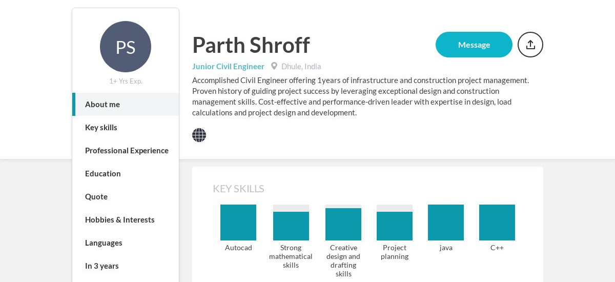 Parth Shroff Online Resume | CraftmyCV