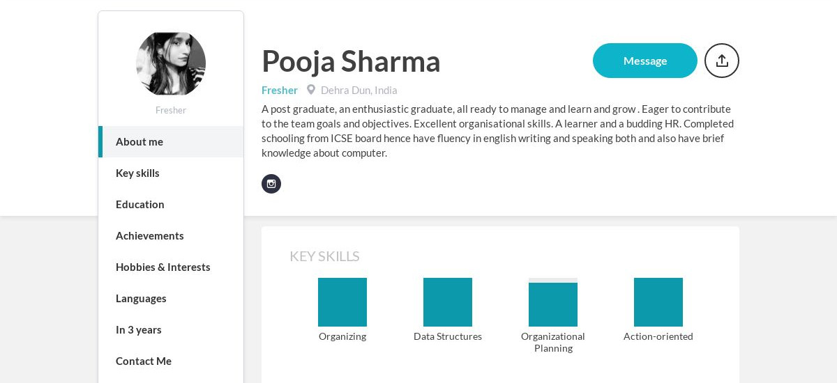Pooja Sharma Online Resume | CraftmyCV