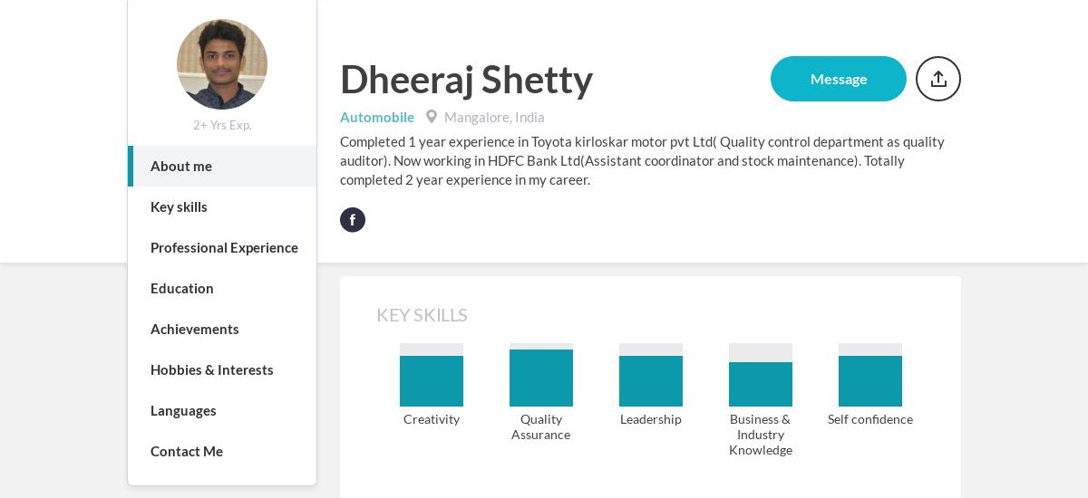 Dheeraj Shetty Online Resume | CraftmyCV