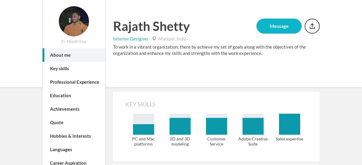 Rajath Shetty Online Resume | CraftmyCV