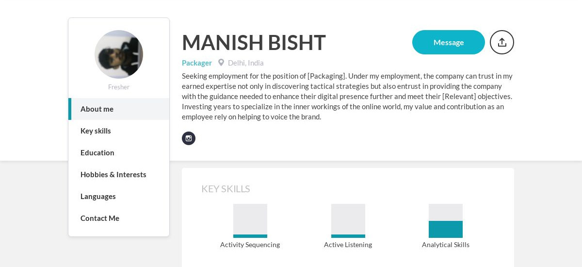 MANISH BISHT Online Resume | CraftmyCV