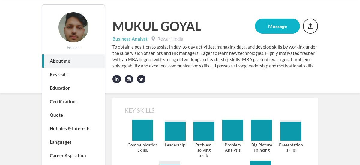 MUKUL GOYAL Online Resume | CraftmyCV