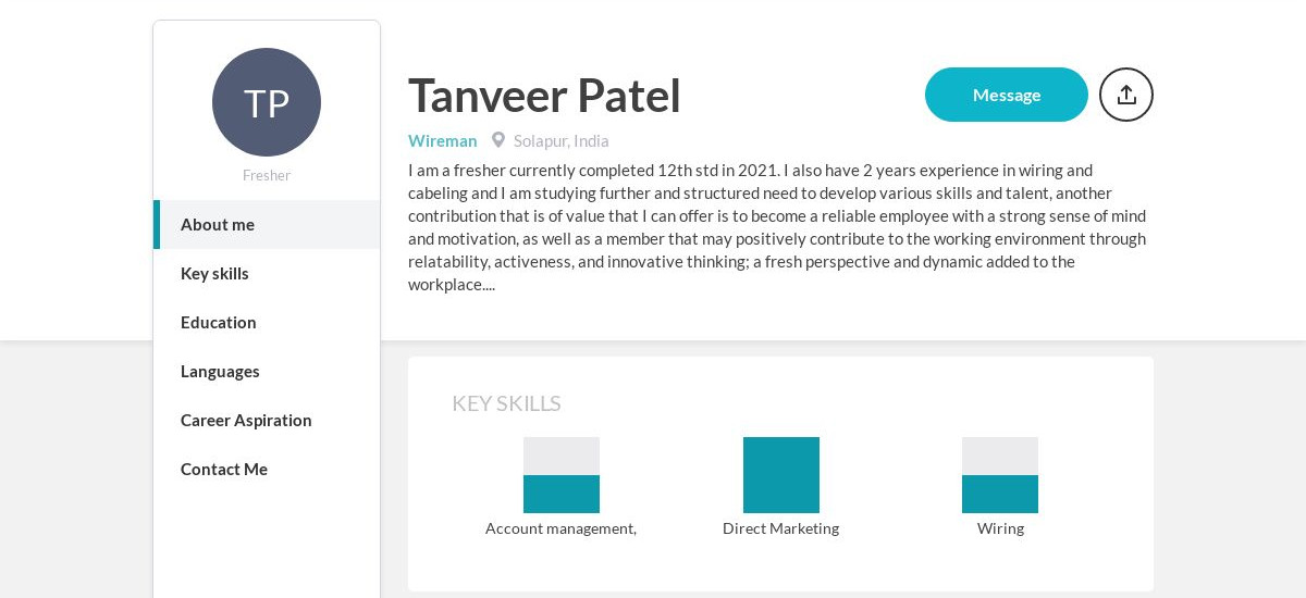 Tanveer Patel Online Resume | CraftmyCV