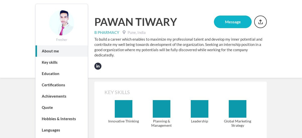 PAWAN TIWARY Online Resume | CraftmyCV