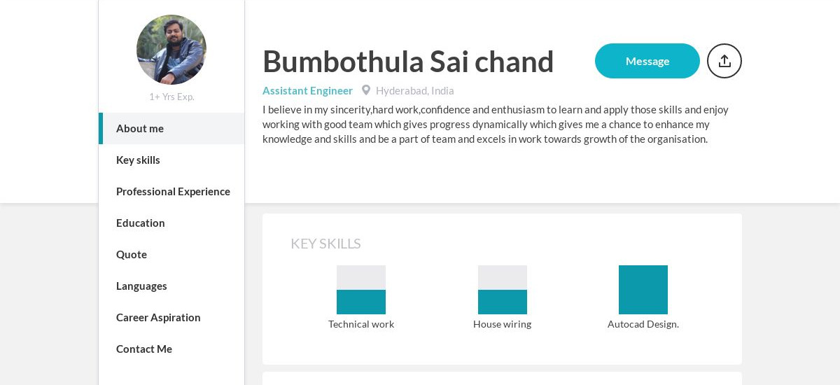 Bumbothula Sai chand Online Resume | CraftmyCV