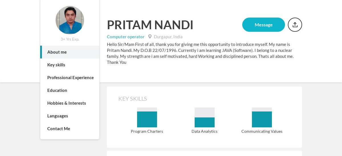 PRITAM NANDI Online Resume | CraftmyCV