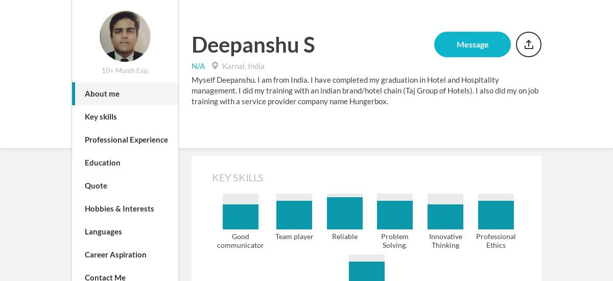 Deepanshu S Online Resume | CraftmyCV