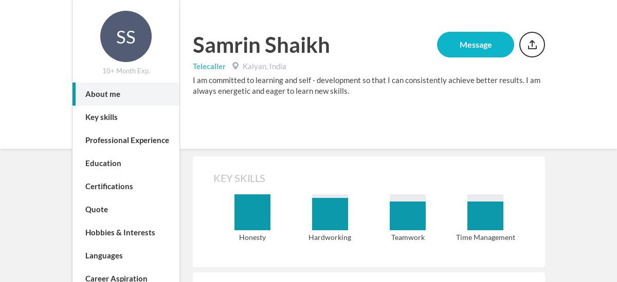 Samrin Shaikh Online Resume | CraftmyCV