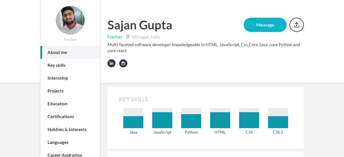Sajan Gupta Online Resume | CraftmyCV