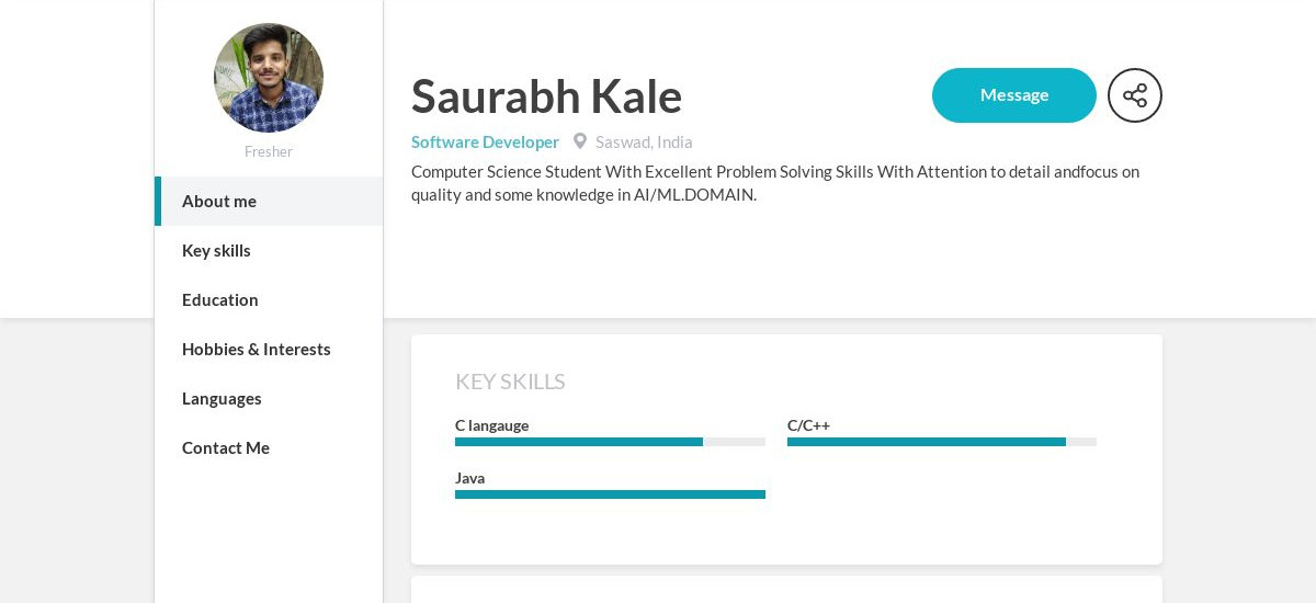 Saurabh Kale Online Resume | CraftmyCV