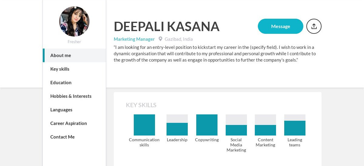 DEEPALI KASANA Online Resume | CraftmyCV