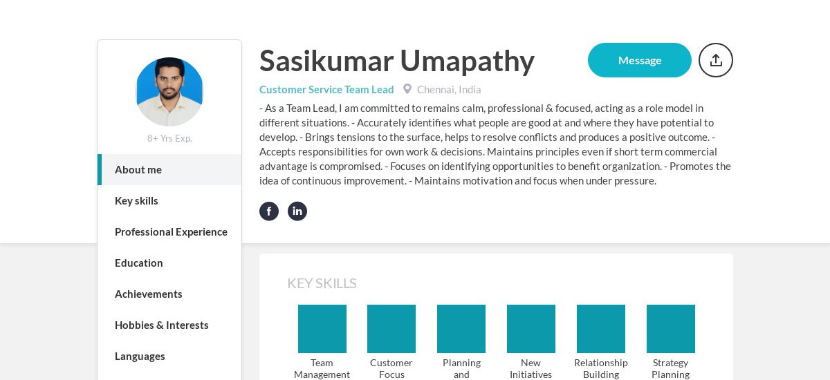 Sasikumar Umapathy Online Resume | CraftmyCV