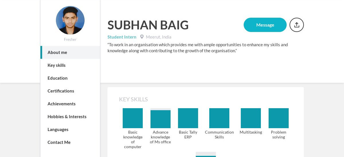 SUBHAN BAIG Online Resume | CraftmyCV
