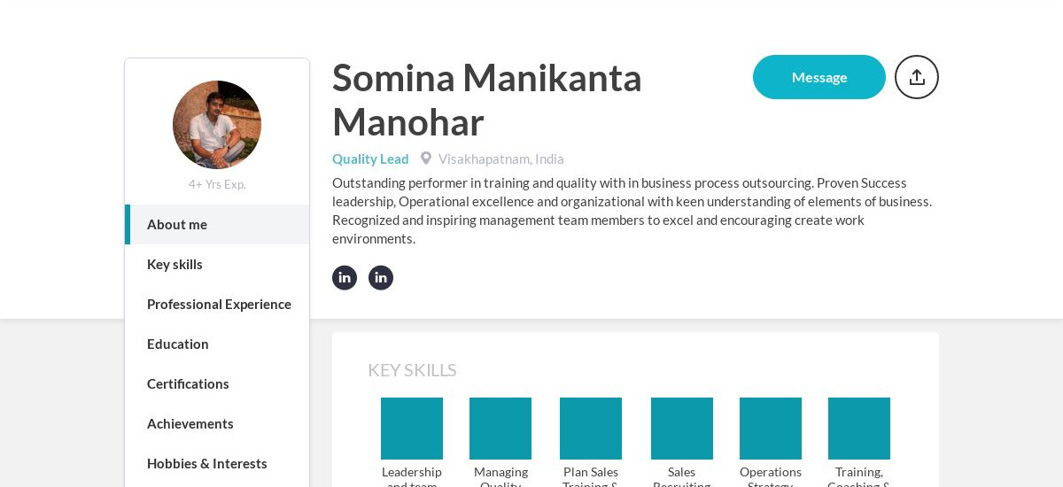 Somina Manikanta Manohar Online Resume | CraftmyCV