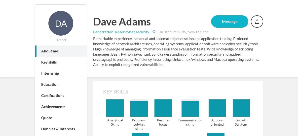 Dave Adams Online Resume | CraftmyCV