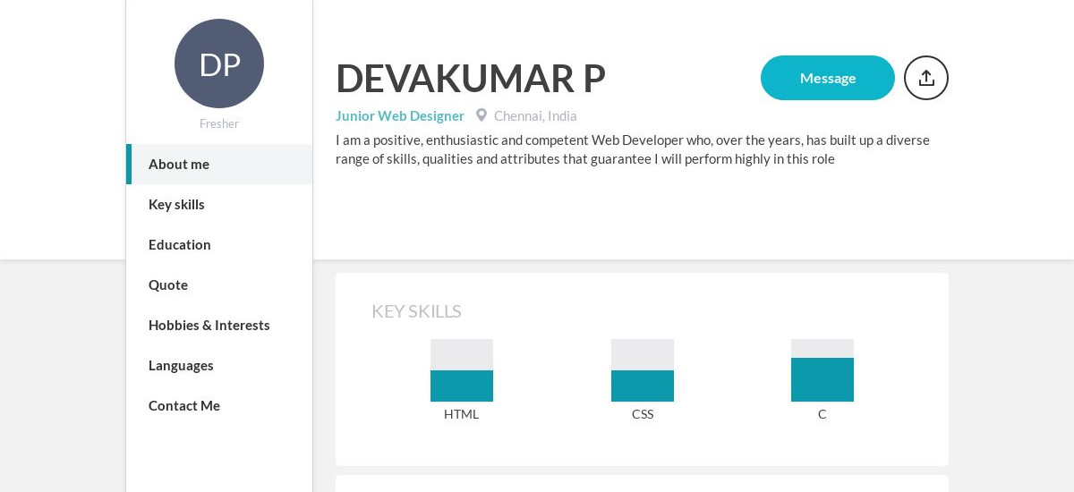 DEVAKUMAR P Online Resume | CraftmyCV