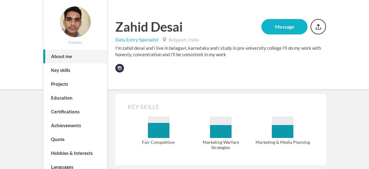Zahid Desai Online Resume | CraftmyCV