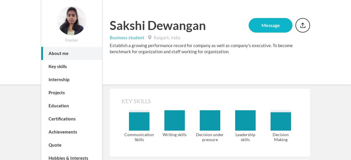 Sakshi Dewangan Online Resume | CraftmyCV