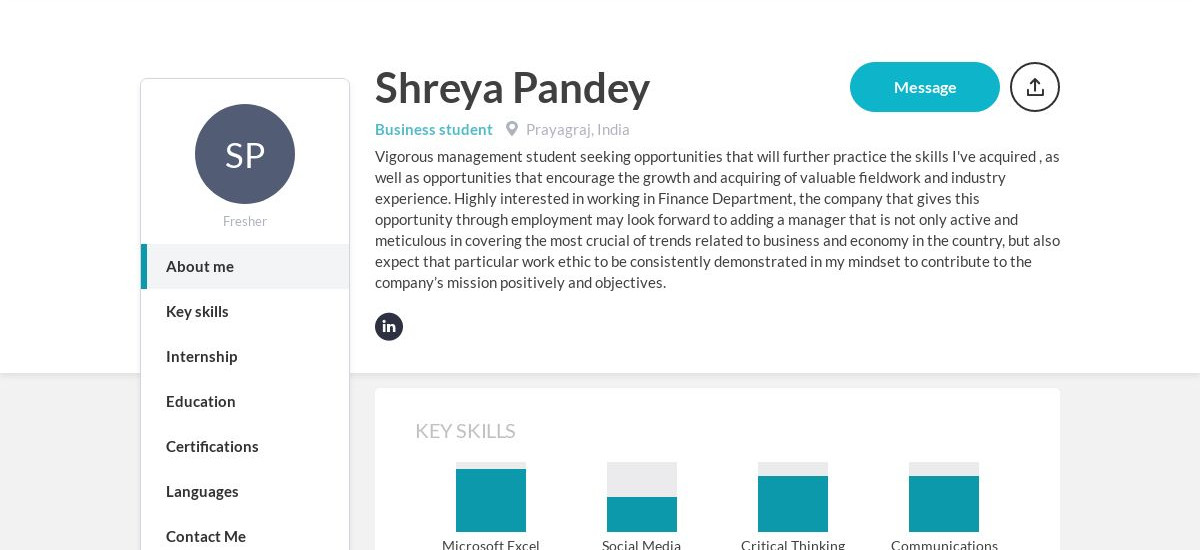 Shreya Pandey Online Resume | CraftmyCV