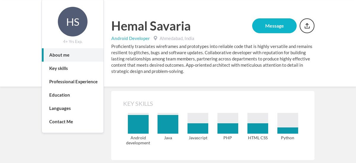 Hemal Savaria Online Resume | CraftmyCV