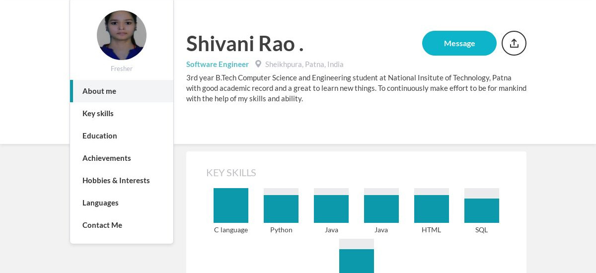 Shivani Rao Online Resume Craftmycv 