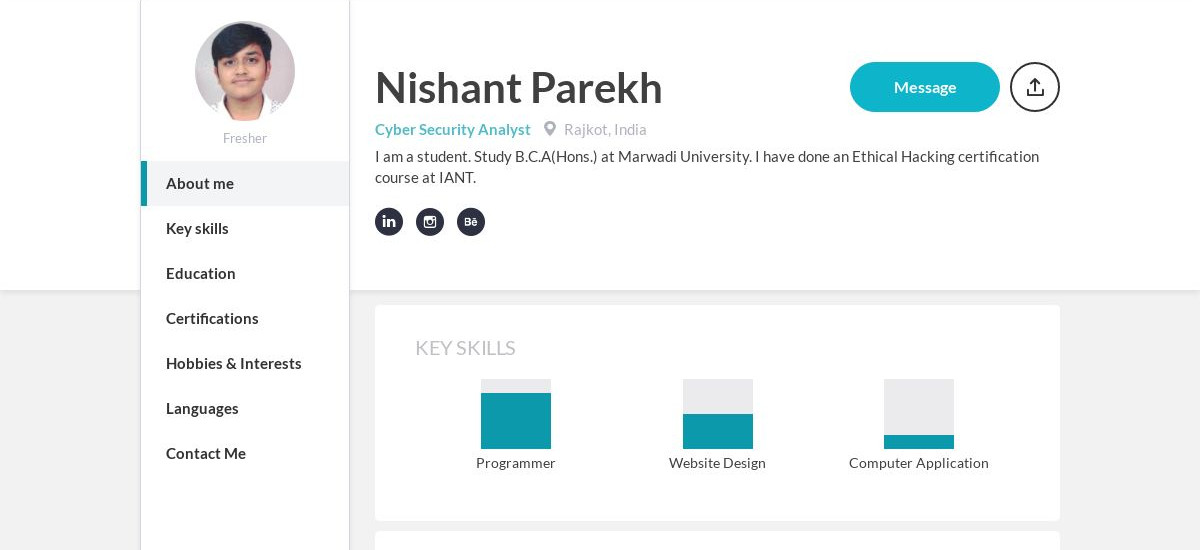 Nishant Parekh Online Resume | CraftmyCV