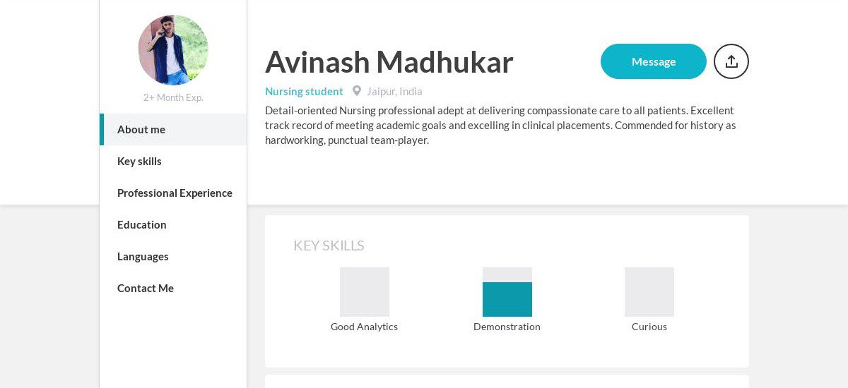Avinash Madhukar Online Resume | CraftmyCV